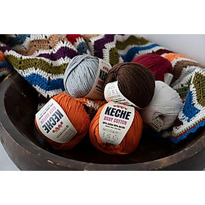 Keche Cotton Yarn, 60% Cotton 40% Acrylic Yarn, Soft Cotton Yarn for Crochet and Knitting, Amigurumi Yarn 1 Skein/Ball 1.76 Oz (50g) / 180 Yrds (165m) - Navy Blue