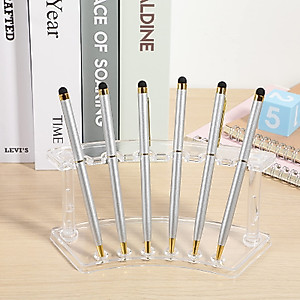 Chinco 6 Pieces Plastic Pen Holder Clear Display Stand 6-Slots Pen Display Stand Eyebrow Pen Stand Makeup Brush Rack Organizer for Back to School Office Home Supplies, Vertical