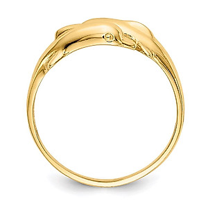 Diamond2Deal 14k Yellow Gold Double Dolphin Ring Size 6