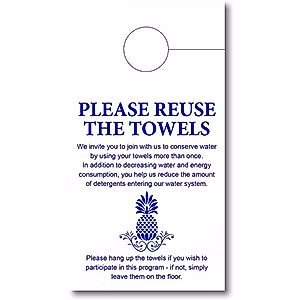 Towel Reuse Door Hanger, Card for Home, Office, Hotels and Hospitality (Pack of 100)