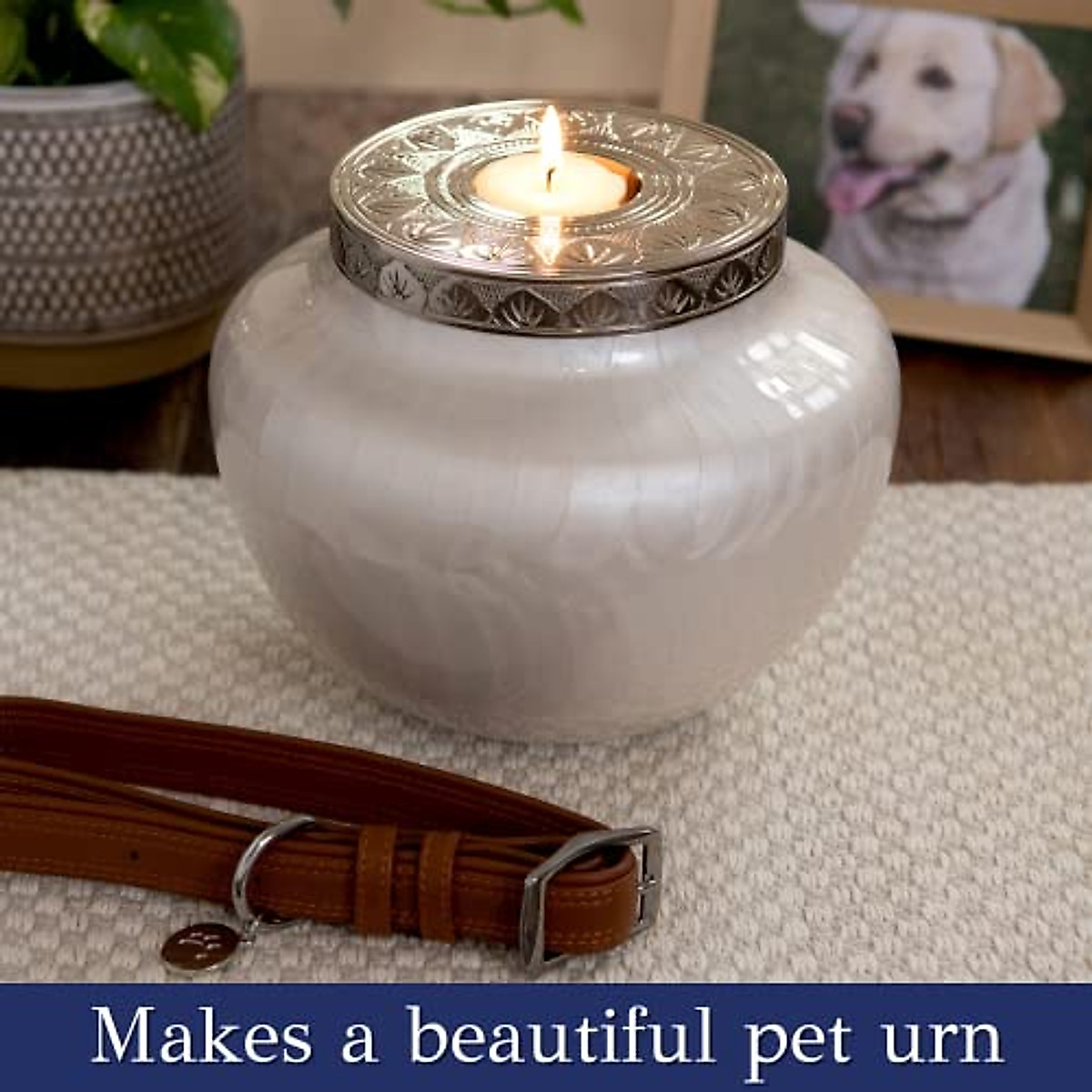 FOVERE – Decorative Urns for Ashes Adult Male and Female – Large White Ash Urn to Display at Home – 100% Handcrafted Cremation Urn for Human Ashes