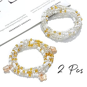 Beads Waist Bikini Chain Gold Boho Butterfly Belly Chains Layered Body Chain Beach Tassel Stretchy Stomach Jewelry for Women