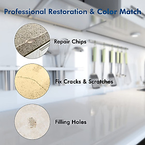 Granite Repair Kit & Marble Repair Kit (Color Match), Quartz Countertop Repair Kit, Granite Epoxy, Corian Repair Kit for Marble Granite Porcelain Quartz Tiles and Stones