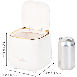 Foraineam 2 Pack Tabletop Trash Can with Pop-up Lid, Mini Plastic Countertop Trash Can Wastebasket Rubbish Bin, Small Desktop Garbage Can with Removable Inner for Bathroom Vanity, Bedroom, Office, Car