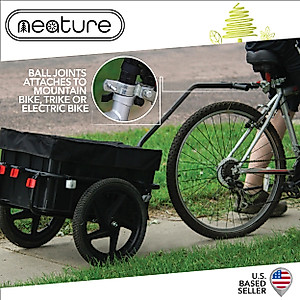 Neature Bike Trailer Utility Cart and Bike Trailer Attachment Kit - 88lb Capacity Towable Bike Cargo Wagon for Travel