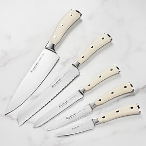 Wusthof Classic Ikon Creme 7 Piece Slim Knife Block Set (Acacia Block)