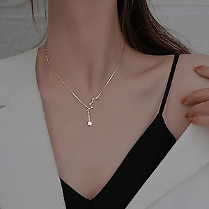 SKUZA Necklace,Ladies Necklace New Big Dipper Necklace Female Xia Yin Light Luxury Fashion Niche Design Tassel Exquisite High-end Clavicle Chain Girlfriend Girlfriend Gift (b) (Color : Gold)