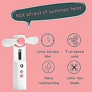 Crethinkaty Mini Handheld Fan USB Misting Fan Portable Pocket Mini Spray Hydrating Fan, for Home Office Indoor Use Outdoor Travel(2 Speeds)