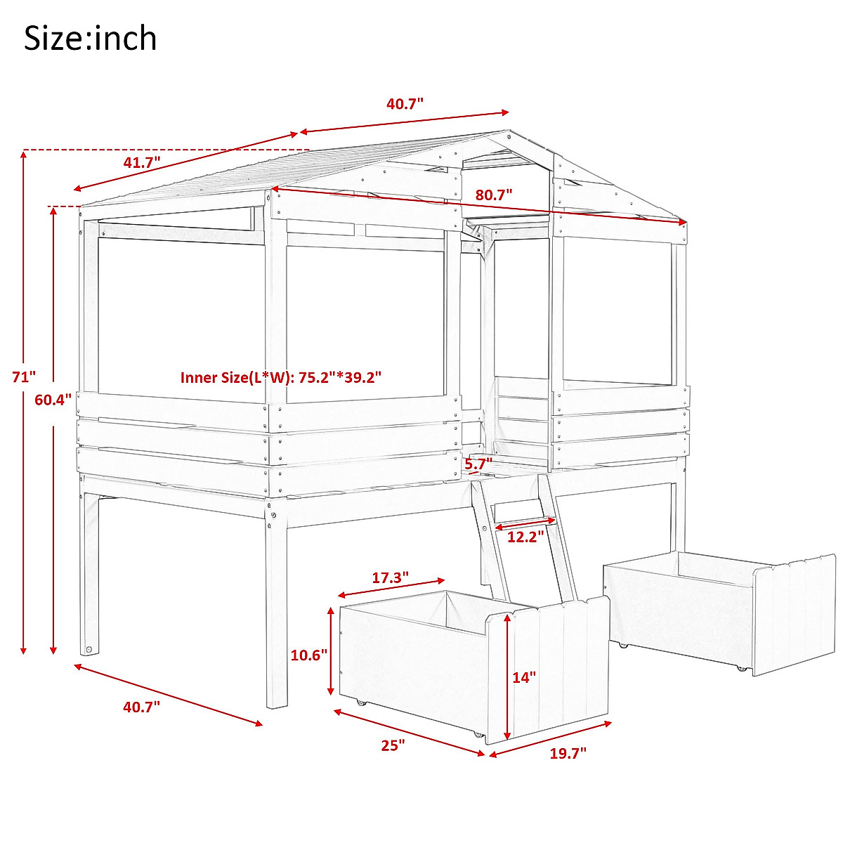 BIADNBZ Twin Over Twin Bunk Bed with Stairs, 4 Storage Drawers and Trundle, Wooden Bunkbeds with Staircase and Full-Length Guardrails, for Kids/Teens/Adults, Espresso