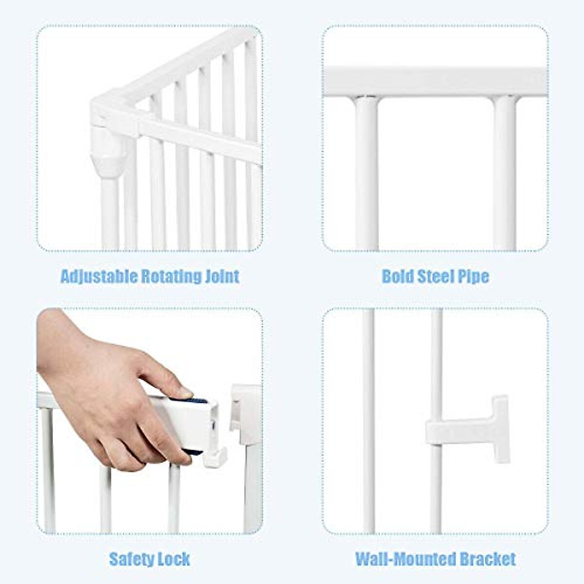 Costzon Baby Safety Gate, 6-Panel Fireplace Fence, Foldable Pet Gates for Easy with Add/Decrease Panels, Portable Wide Barrier Gate with Multiple Shapes for Child & Pet
