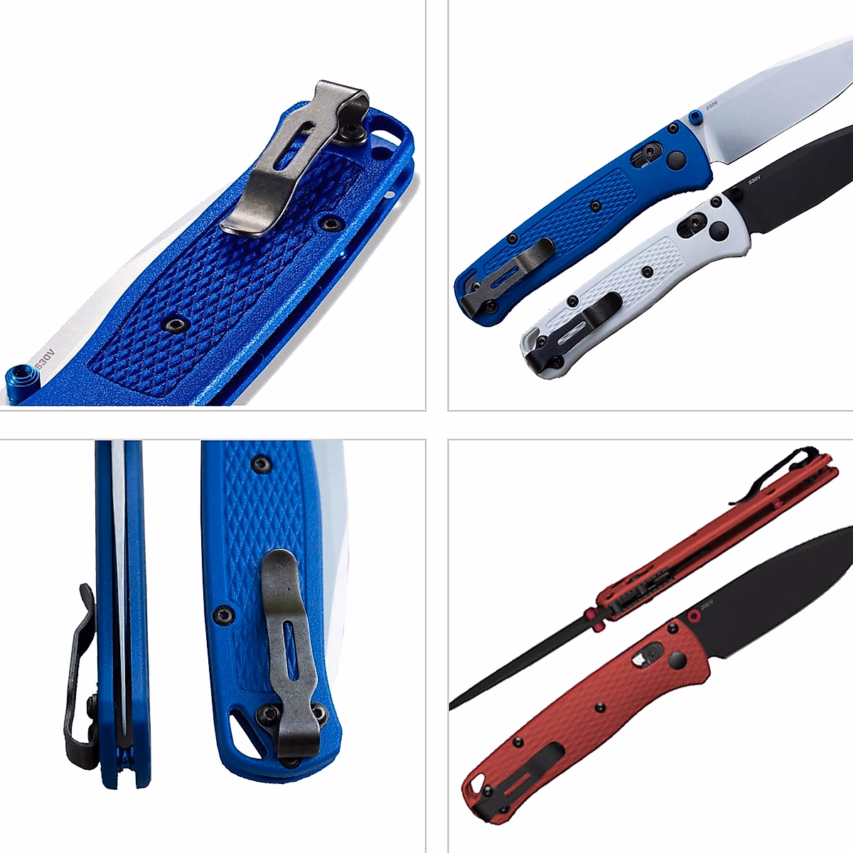 Premium Deep Carry Pocket Clip Set - Stainless Steel, Compatible with Benchmade Bugout 535 and Most Benchmade Knives - Includes 2Pcs Clip Screws, Stone Wash Color