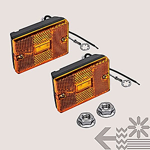 TRUE MODS 2pc 2x3 3x2 Inch Amber LED Stud-Mount Side Marker Light [DOT Certified] [IP67 Waterproof] [ Integrated Reflector] for Utility Boat Trailers Over 80" Camper RV Clearance Light