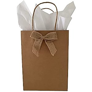 Kraft Gift Bags Bundle, 60 Piece Birthday Party Favor Bags, Medium Wrapping Paper Bags with Handles - Includes 12 Bags,12 Bows, 12 Gift Tags, & 24 Wrapping Tissue