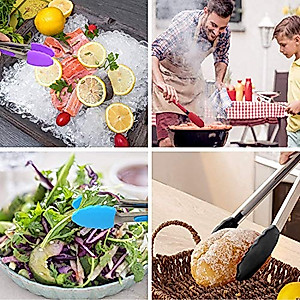 Premium Kitchen Tongs with Silicone Tip,Mini Metal Cooking Tongs 7 Inch Serving Tongs,Non-Stick,Stainless Steel,Heat Resistant Locking Cooking Tongs for Cooking,Barbecue,Salad,Grilling,Frying(3pcs)