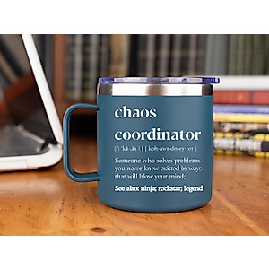 Chaos Coordinator Tumbler Administrative Professional Day Gifts 14 Ounce Chaos Coordinator Cup Navy Bosses Day Gifts Promotion Gifts for Women Coworker Leaving Gifts for Women Job Promotion Gifts
