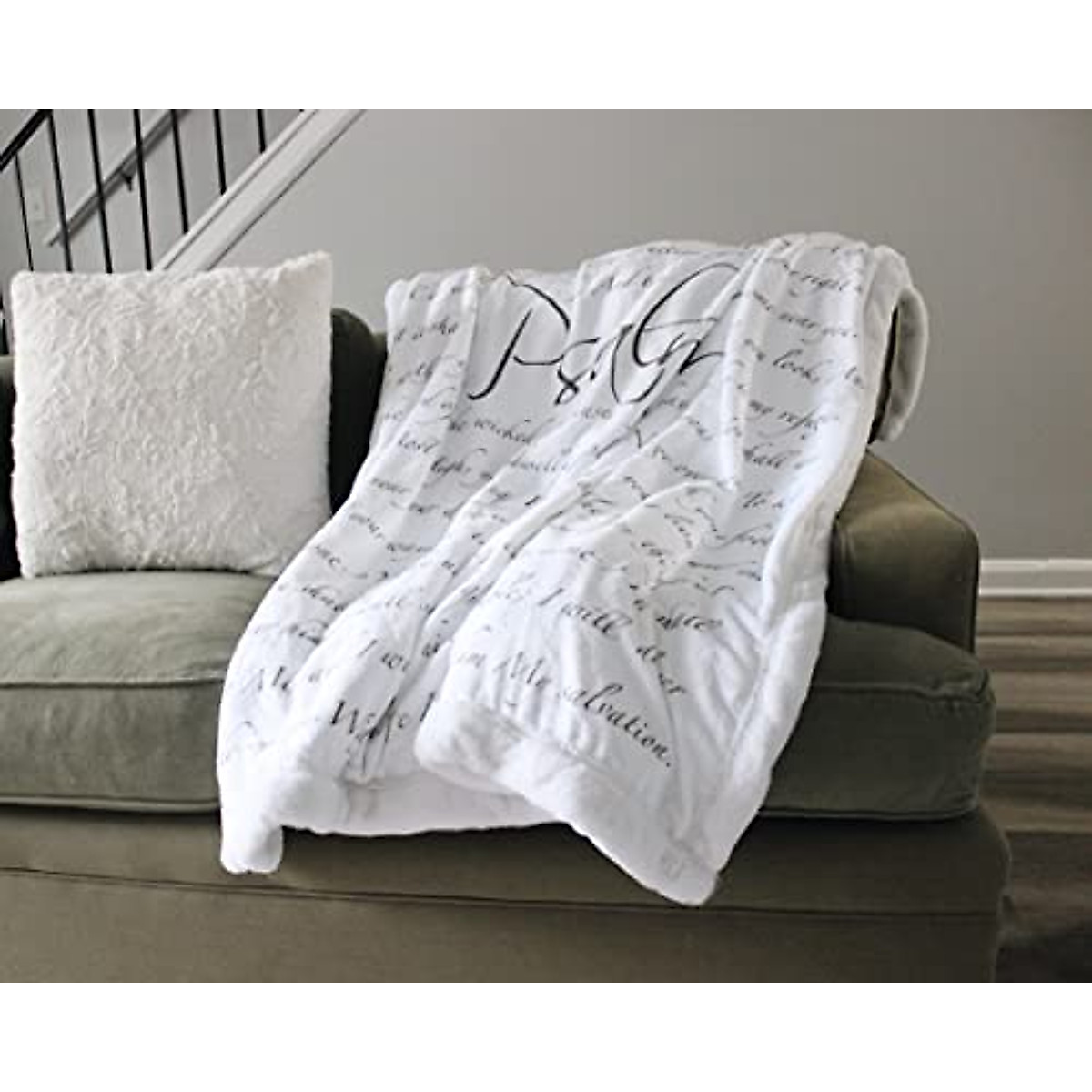 Edenia Psalm 91 Throw Blanket for Women, Soft Cozy Plush Faux Fur - Inspirational Christian Gift for Baptism Healing Get Well Soon Sympathy (White)