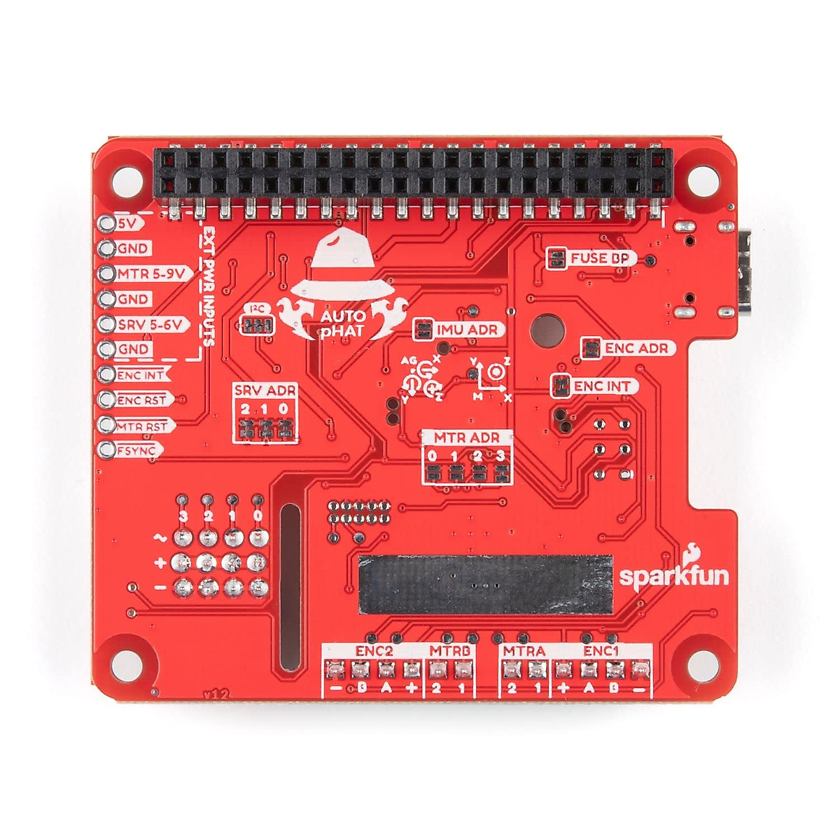 SparkFun Auto pHAT Compatible with Raspberry Pi Google Coral NVIDIA Jetson and More All in One Robotics Package Quickly add functionality to Single-Board Computers Drive 2 Small DC Motors & 4 servos