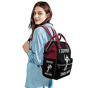 I Support Single Moms Diaper Bag Backpack Large Capacity Mommy Bags Multifunction Nappy Bag Travel Back Pack Red-Style