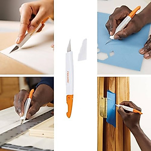 Fiskars Premium Precision Art Knife - N°11 Blade, Precision Handicraft Knife/Blade, Total Length: 15.5 cm, Incl. 1 Blade No. 11, Quality Steel/Plastic, White/Orange, 1024386