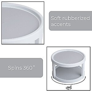 Smart Design 2-Tier Lazy Susan Turntable - 10 Inch - Non-Slip Lining and Feet - BPA Free - Cupboard, Fridge, Jars, Spices, Cabinet, Countertop, Pantry, Storage, Kitchen Organizer - White with Gray