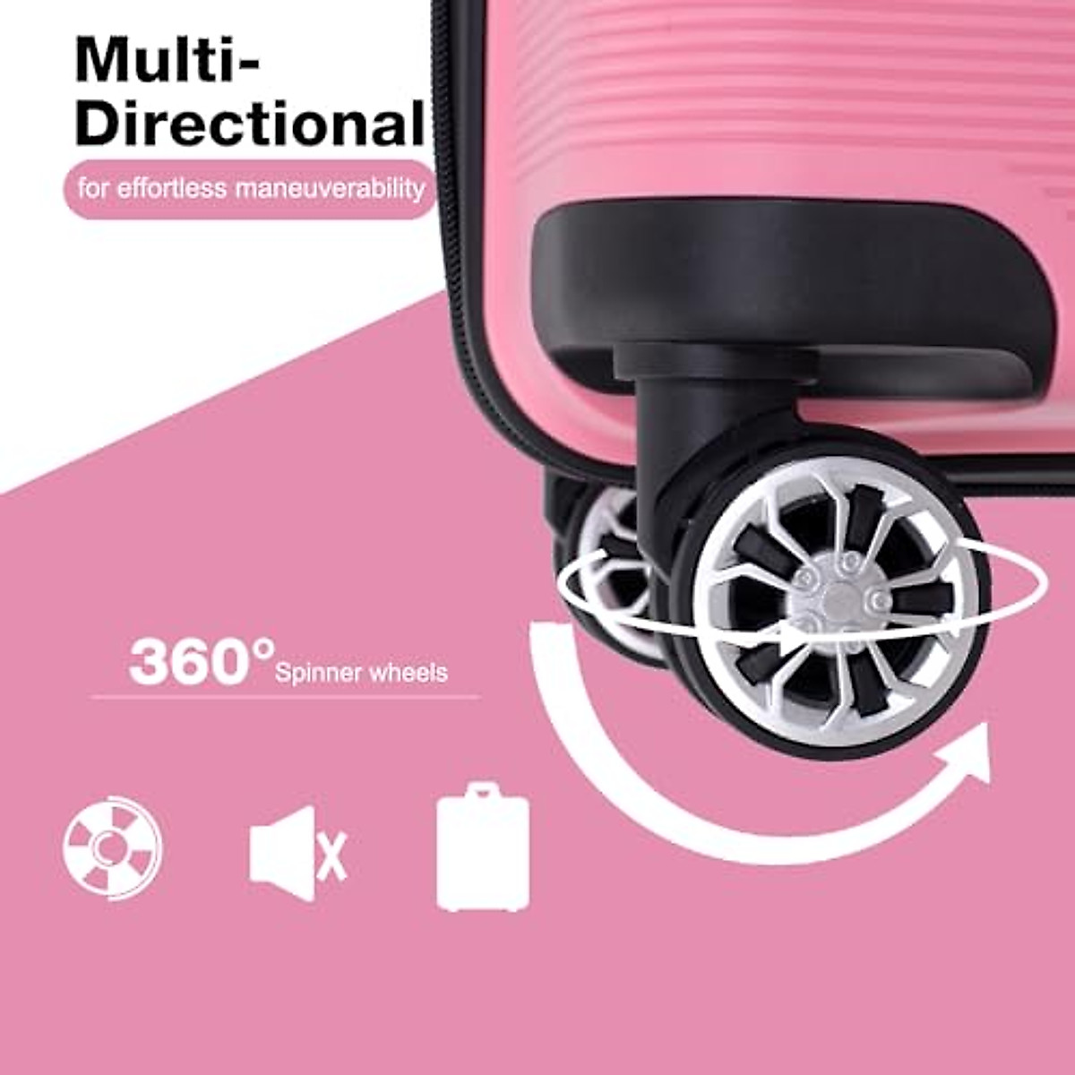 Tripcomp Luggage Sets Hardshell Travel Durable Suitcase Sets with Spinner Wheels TSA Lock, Carry-on,Luggage 3piece Set (20inch/24inch/28inch) (Pink)