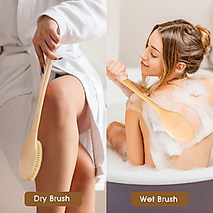 Bath Brush 19.7inch Long Handle Bristle Body Scrubber, Exfoliating Shower Brush Improve Skin's Health Beauty, Back Brush for Men& Women &Elderly