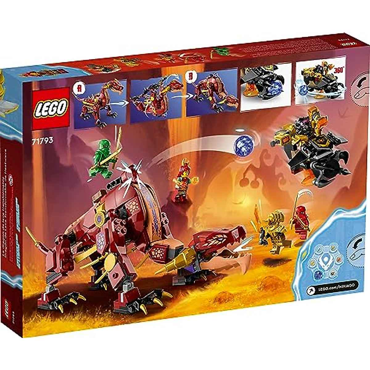 LEGO NINJAGO Heatwave Transforming Lava Dragon 71793 Building Toy Set, Features a Ninja Dragon, a Hovercraft Vehicle and 5 Minifigures, Lava Dragon Toy for Kids Ages 8+ Who Love Ninja Adventures