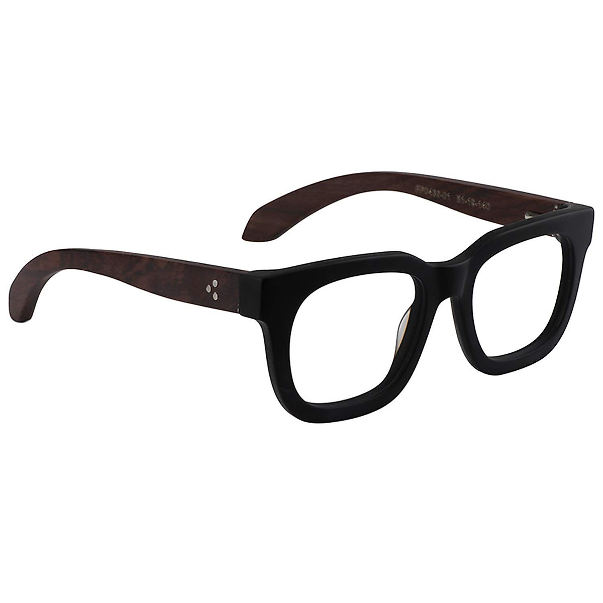 Zeelool Retro Thick Rectangle Glasses Frame for Men, Wood Arm Acetate Frame Rim with Non-prescription Clear Lens Sam FP0432-01 Black