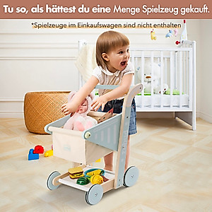 ROBUD Wooden Baby Walker for Girls Boys, Wooden Shopping Cart for Kids Toddlers, Learning Walker Toys for 10 Months 1 Year Old