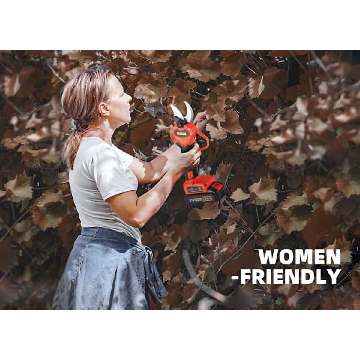 Cordless Pruning Shears, Electric Pruner with 2 Pack 21V Lithium Battery, SK5 Blades, 1.2 Inch Cutting Diameter (21V pruner)