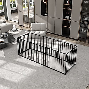 EPIKOIB 200" Wide Baby Gate Metal Safety Playpen - Fireplace Fence for Kids/Pet/Toddler/Dog/Cat, 8-Panel