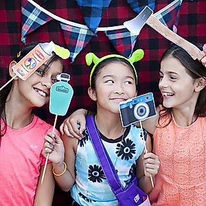 Camping Lumberjack Photo Booth Props | 18 piece set by Paper and Cake | Antlers, Ax, Beard, Plaid Cap, S’mores and more | Great for Birthday Parties and Events