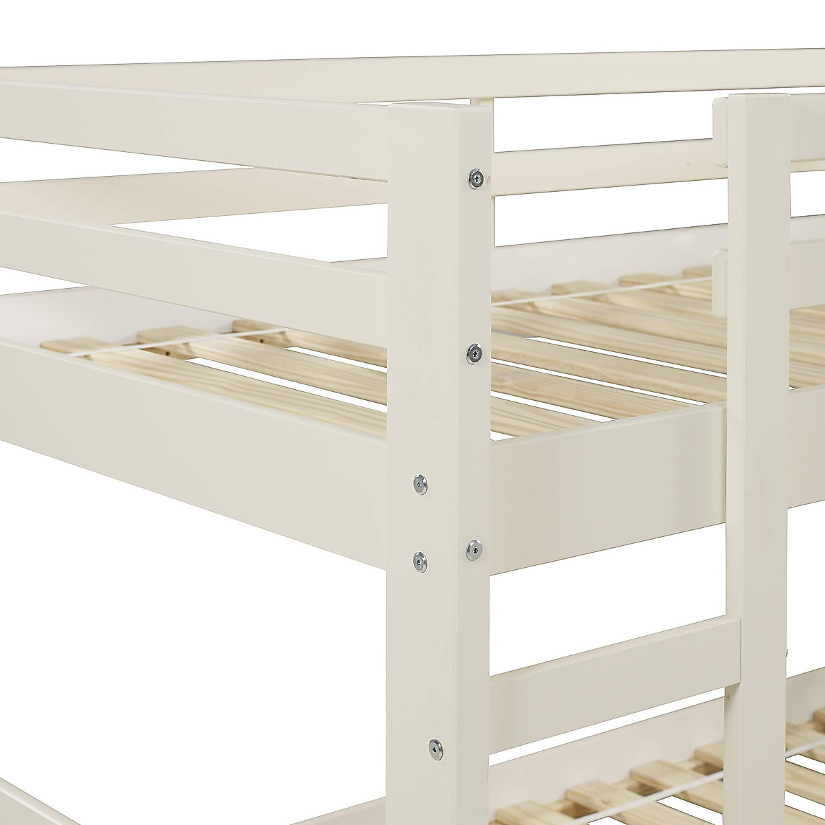 Walker Edison Alexander Classic Solid Wood Stackable Jr Twin over Twin Bunk Bed, Twin over Twin, White