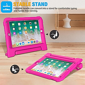 SUPLIK Kids Case for iPad 5th/6th Generation (9.7 inch, 2017/2018), iPad Air 1 & Air 2 & Pro 9.7 Case with Screen Protector, Durable Shockproof Protective Cover with Handle Stand, Pink