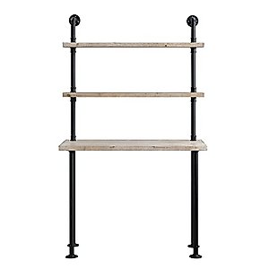 4D Concepts Philip Desk, Washed Fir Wood with black metal piping