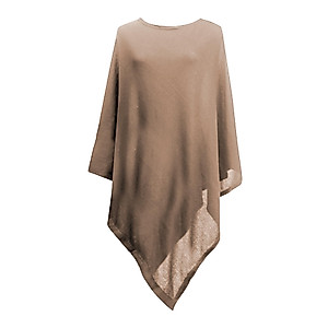 MissShorthair Women's Lightweight Knitted Scarf Poncho Sweater Cape Shawl Versatile Spring Summer Ponchos Wraps Khaki