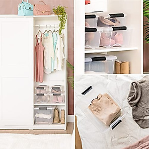 IRIS USA 72 Qt. Plastic Storage Container Bin with Secure Lid and Latching Buckles, 4 pack - Clear, Durable Stackable Nestable Organizing Tote Tub Box Sports General Organization Garage Large