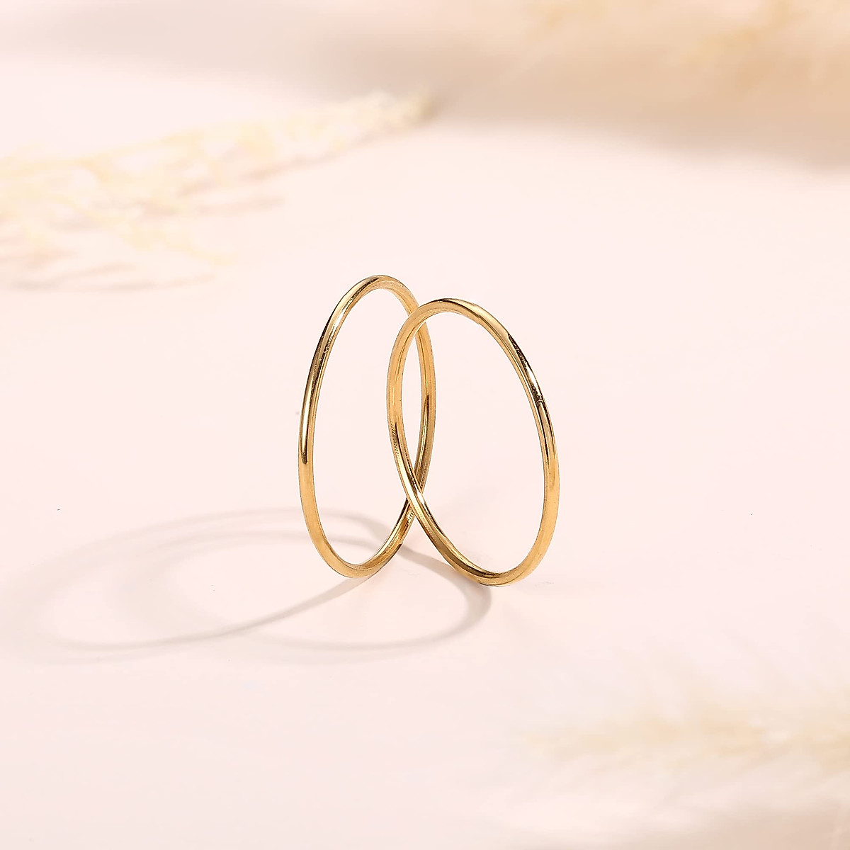 MILACOLATO Gold Rings for Women | 1mm Thin Stainless Steel Bands Rings | Midi Thumb Pinky Toe Stacking Kunckle Rings 7Pcs | Rounded Comfort-Fit Size 3/4/5/6/7/8/9