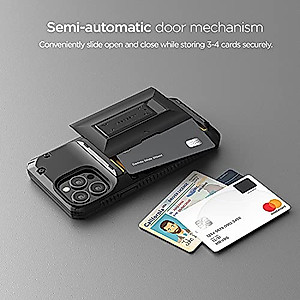 VRS DESIGN Damda Glide Hybrid Phone Case for iPhone 13 Pro Max, Card Slot Holder with Kickstand, Functional Sturdy Case Compatible for iPhone 13 Pro Max Case (2021) Black