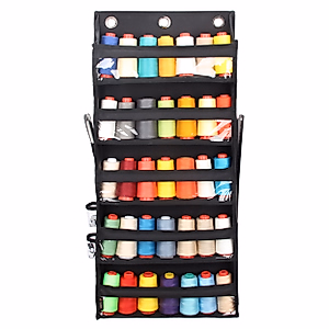 Hanging Sewing & Embroidery Thread Rack Storage, Wall-Mounted Sewing Thread Organizer with 5 Compartments, Over The Door Sewing Organizer Storage for Embroidery Quilting and Sewing Threads (Grey)