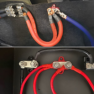 BELOMI 2PCS Battery Junction Block, 5/16" Insulated Power and Ground Battery Junction Post, M8 Dual Studs Power Distribution Block Terminal Post Bus Bar Accessories for Auto Car Marine Boat