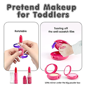 Kids Makeup Kit for Girl,BTEC Pretend Makeup for Toddlers,20 Pack Fake Play Makeup for Little Girls Age 3 4 5 6 7 Birthday Gift