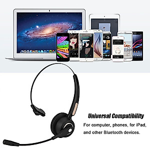 Bluetooth Business Headset with Mic, 12 Hours, Noise Cancelling, Comfortable Wearing, Lightweight for Call Center, Computer, Telephone, Desktop Box