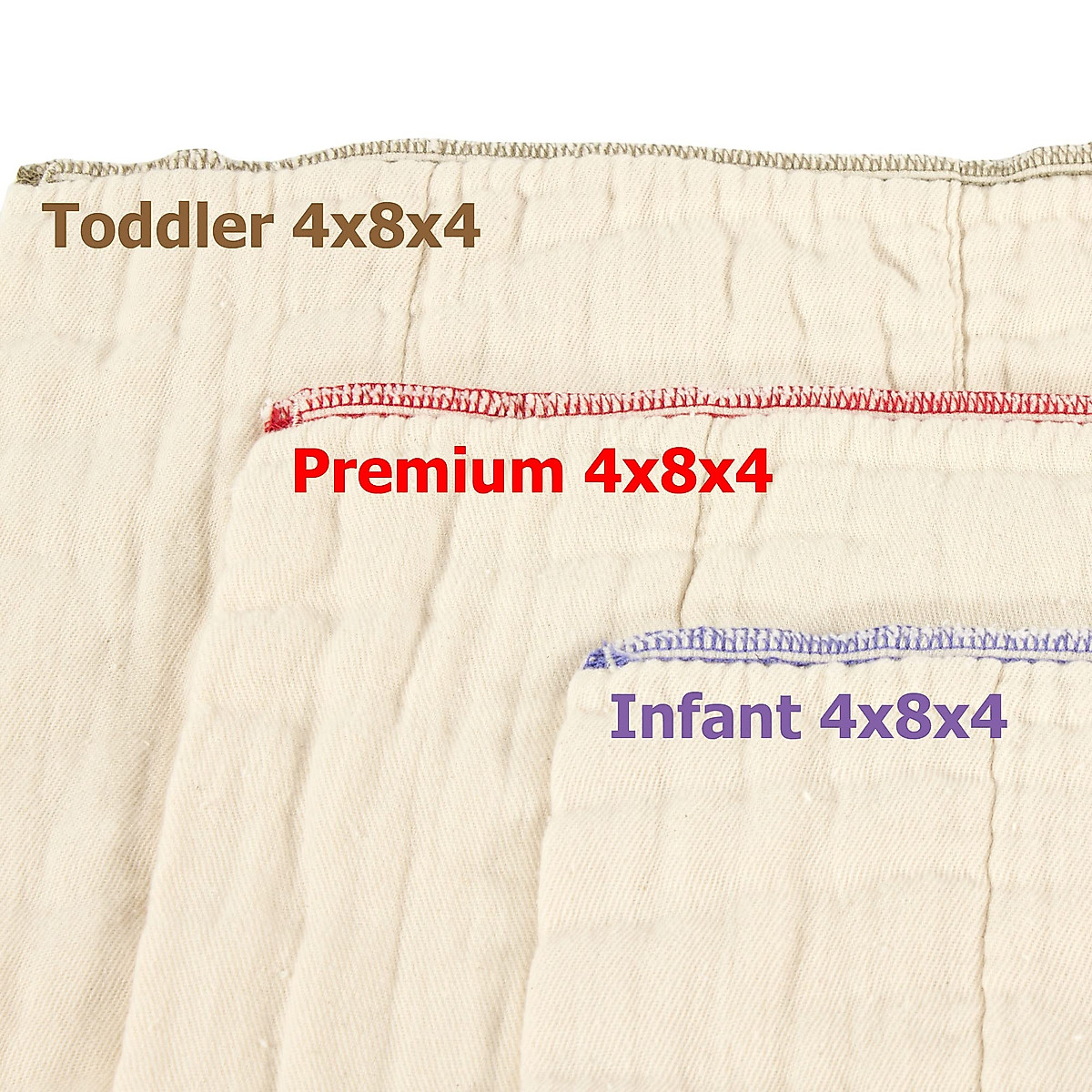 OsoCozy Better Fit Unbleached Prefold Cloth Diapers -100% Cotton, Gauze Weave, Sized for Tri Folding - Size 2 - (Premium 4x8x4 Fits 14-30 lb.) - 1 Dozen