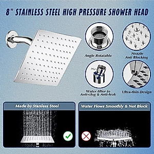 Bathroom Shower Kit, Fixed Shower Head and Handheld Shower, Round Replacement Overhead Rain Shower Head, Handheld Shower with Spray Mode, Universal, Water Saving (6in)
