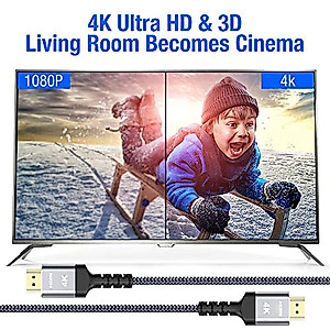 4K HDMI Cable 15FT,Highwings 2.0 High Speed 18Gbps HDMI Braided Cord-Supports (4K 60Hz HDR,Video 4K 2160p 1080p 3D HDCP 2.2 ARC-Compatible with Ethernet PS4/3 4K Projector Game Monitor ect-Grey