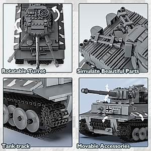 JMBricklayer Tank Building Sets for Adults or Boys - WW2 Military RC Tiger Army Tank Model Toy, Armed Construction Vehicle Set Ideal Gifts Toys 61501
