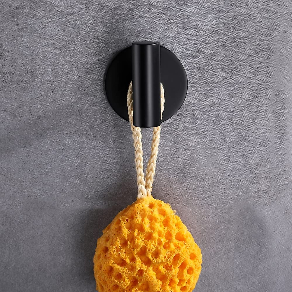 Zuvky Self Adhesive Hooks 304 Stainless Steel heavy duty hangers without nails for Bathrooms Kitchen Livingroom Garage Hotel Waterproof Towel Hook-2 Pack (Black)