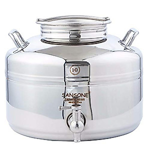 Sansone Stainless Steel Water Dispenser with Spigot, 2.64 Gallon, 10 Liter, Silver