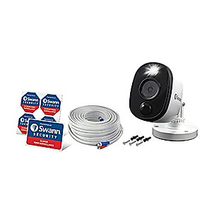 Swann Add-On DVR Bullet Security Camera System with Sensor Spotlight, 1080p Full HD Video, Indoor or Outdoor Design, Dusk to Dawn Color Night Vision Plus True Detect™ Heat and Motion Detection